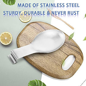 2 Pack Stainless Steel Spoon Rest, findTop Kitchen Spoon Utensils Ladle Holder for Stove Top, 3.8 x 9.4 Inch