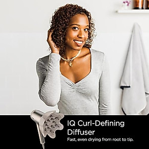 Shark HD120BRN Blow Dryer HyperAIR Fast-Drying with IQ 2-in-1 Concentrator, Styling Brush, and Curl-Defining Deep Diffuser Attachments, Ionic, No Heat Damage, for All Hair Types, Stone