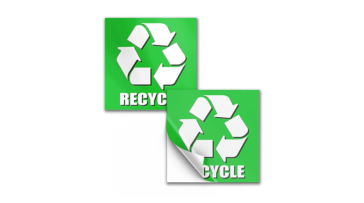 2-Pack Green Recycling Stickers for Bins | Durable Vinyl Labels