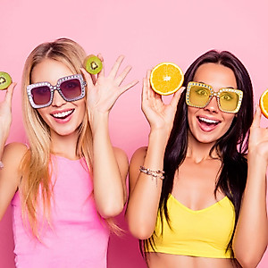 Chumia 20 Pairs Rhinestone Sunglasses Bling Crystal Sunglasses 70s Glitter Disco Glasses Retro Sunglasses for Women Girls(Multicolor)