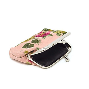 Honbay 4PCS Canvas Floral Rose Flower Coin Purse Kiss Lock Change Purse Vintage Trinkets Pouch Small Women Wallet Clutch Purse