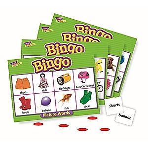 Trend Enterprises: Picture Words Bingo Game, Exciting Way for Everyone to Learn, Play 6 Different Ways, Perfect for Classrooms and at Home, 2 to 36 Players, for Ages 5 and Up