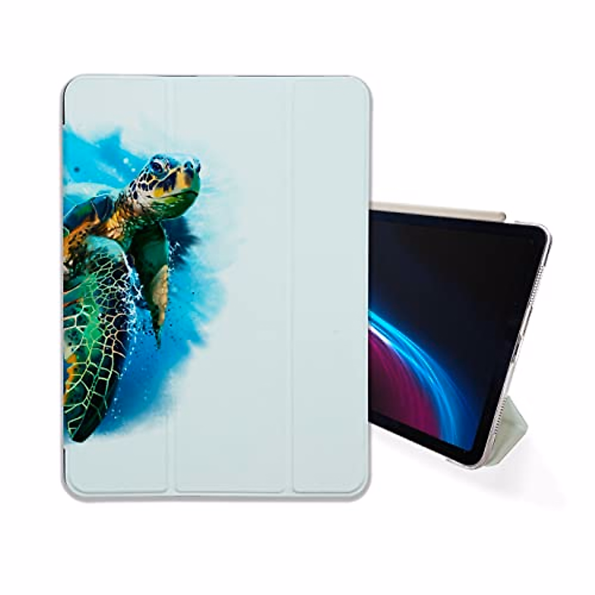 Kawaii Ocean Turtle Painted case Compatible with iPad Mini Air Pro 7.9 8.3 9.7 10.2 10.9 11 12.9 inch Pattern Cover New 2022 2021 Trifold Stand 3 4 5 6 7 8 9 Generation 144 (12.9 Pro 3/4/5 gen)