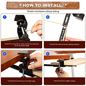TOKPELA Keyboard Tray Under Desk for Corner L Shaped Desk, Ergonomic Corner Desk Keyboard Tray，Under The Desk Slide Out Computer Keyboard & Mouse Tray， 27.28" W x 11.85" D x 0.83”H (Light Walnut)