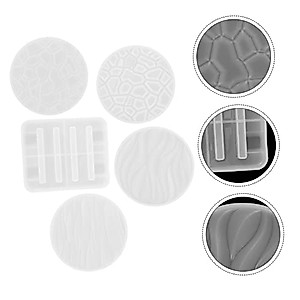 VILLCASE 1 Set Pallet Mold Circle Tray Resin Coasters Ashtray Mold Coaster Silicone Soap Molds Coaster Casting Silica Gel Resin Coaster Mold Coaster Holder Mold Cup Pad Making Tools Car Mat