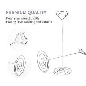 KEJJNYER 20 Pack Wedding Table Number Holder Stands, 8.75 Inch Place Card Holder Table Card Holder Stand Picture Card Holder for Wedding, Restaurant, Birthday(Silver)