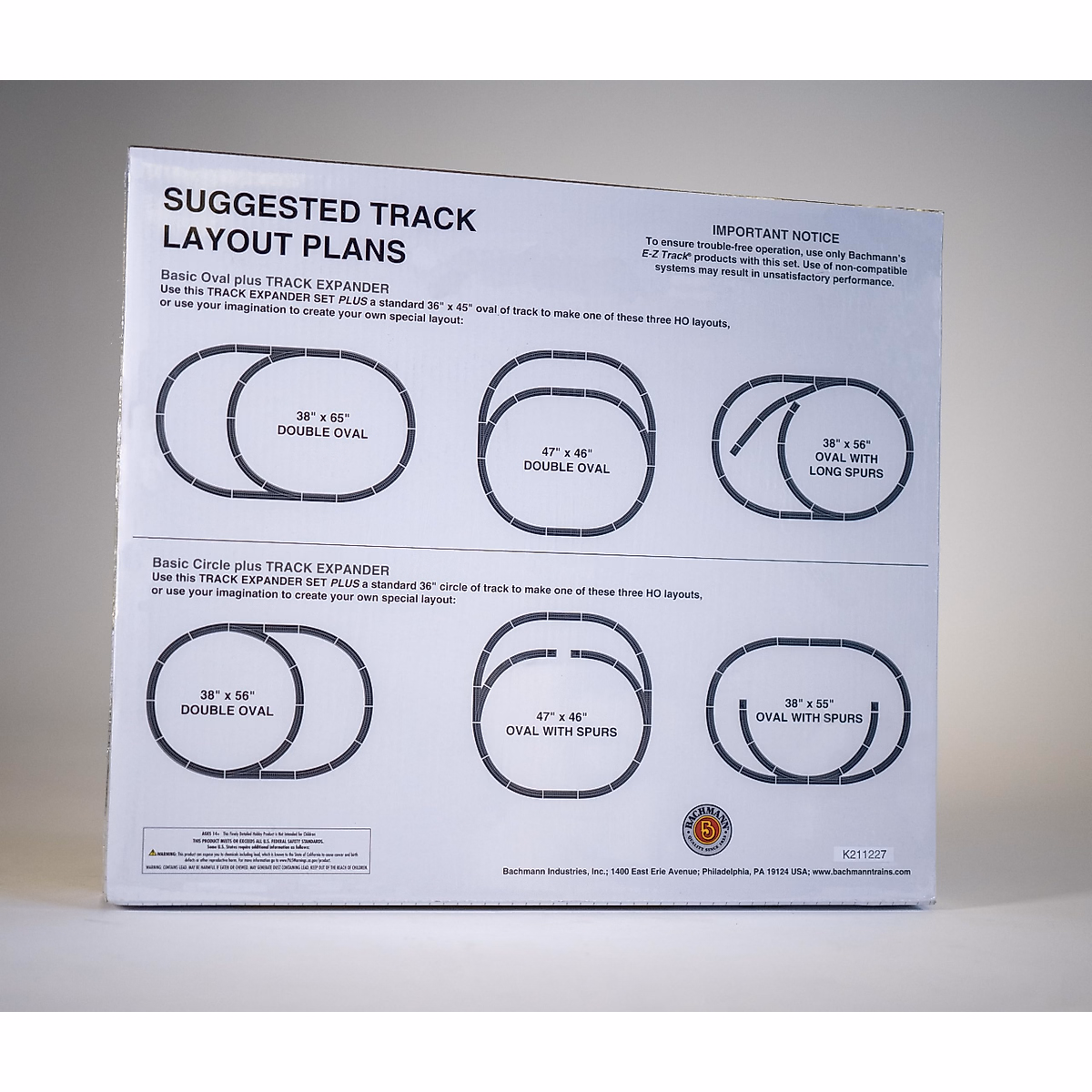 Bachmann Trains SnapFit EZ TRACK LAYOUT EXPANDER SET NICKEL SILVER Rail With Grey Roadbed HO Scale, Medium