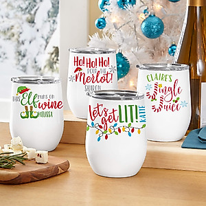 Let's Make Memories - Personalized Insulated Wine Tumbler for Christmas - Colorful and Whimsical Stainless Steel Container - Hot and Cold Beverages - Holds 12oz., 5"x4" - Let's Get LIT!