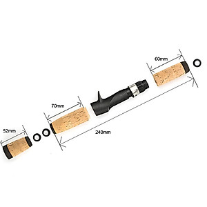 TEAMWILL 1 Set Composite Cork Spinning Fishing Rod Handle Split Handle Grips Replacement Parts