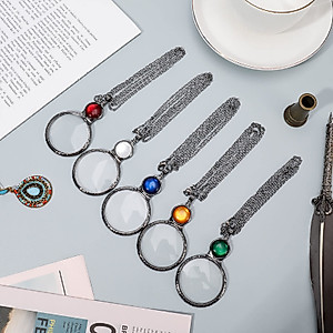 DragonflyDreams Magnifying Glass Necklace Gift, Magnifying Pendant Necklace Reading Magnifier for Elders Magnifying Lens for Book Newspapers Reading, Jewelry, Exploring Red