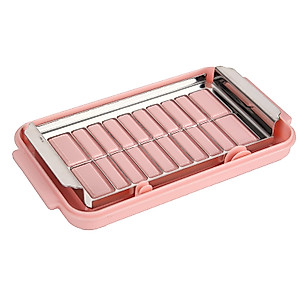 Butter Cutter Container,Cutter Style Butter Case,Stainless Steel Butter Storage Box,Cheese Storage Box with Transparent Cover, Butter Cutter Container, Kitchen Supplies for Home Kitchen(Pink)