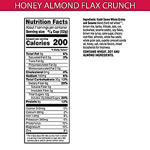 Kashi GO Breakfast Cereal, Family Breakfast, Fiber Cereal, Honey Almond Flax Crunch (4 Boxes)
