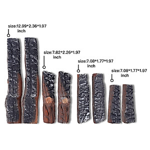 Gas Fireplace Logs Set of Ceramic Wood Logs. Use in Indoor, Gas Inserts, Vented, Electric, or Outdoor Fireplaces & Fire Pits. Realistic Clean Burning Accessories 8PCS