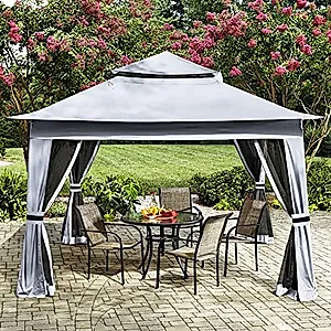 MASTERCANOPY Patio Gazebo Outdoor Pop Up Gazebo with Mesh Walls (13x13 White)
