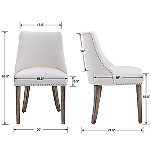 chairus Dining Chairs Set of 4 Mid Century Modern Living Room Chairs with Wood Legs Comfy Upholstered Linen Fabric Side Chair for Kitchen/Restaurant/Bedroom, Cream White