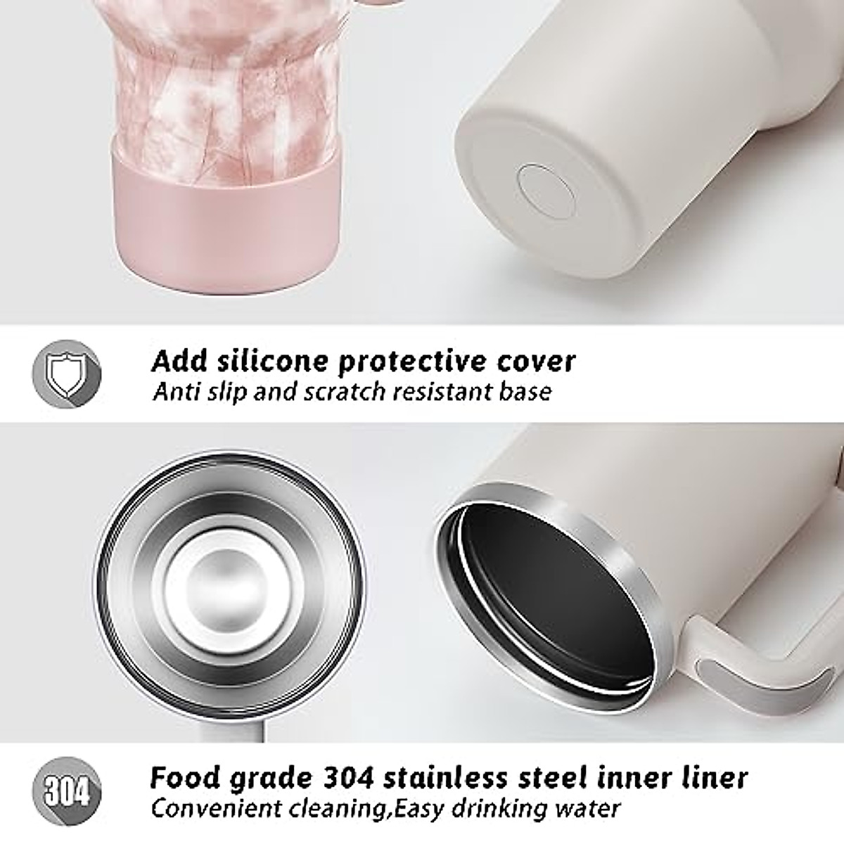 TEAMVV 40 oz Tumbler with Handle and Straw Stainless Steel Vacuum Insulated Tumbler Tea or Iced Coffee Mug for Hot or Cold Beverages 40 oz Tumbler with Handle(Peach Tie Dye)