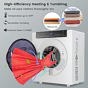 PETSITE Portable Clothes Dryer, Electric Compact Laundry Dryer w/ 3 Heating Levels, IHS & ECO Mode, Stainless-Steel Drum, Overheat Protection, 8.8 lbs Capacity, Ideal for Apartment, Home, Dorm, 1400W, White