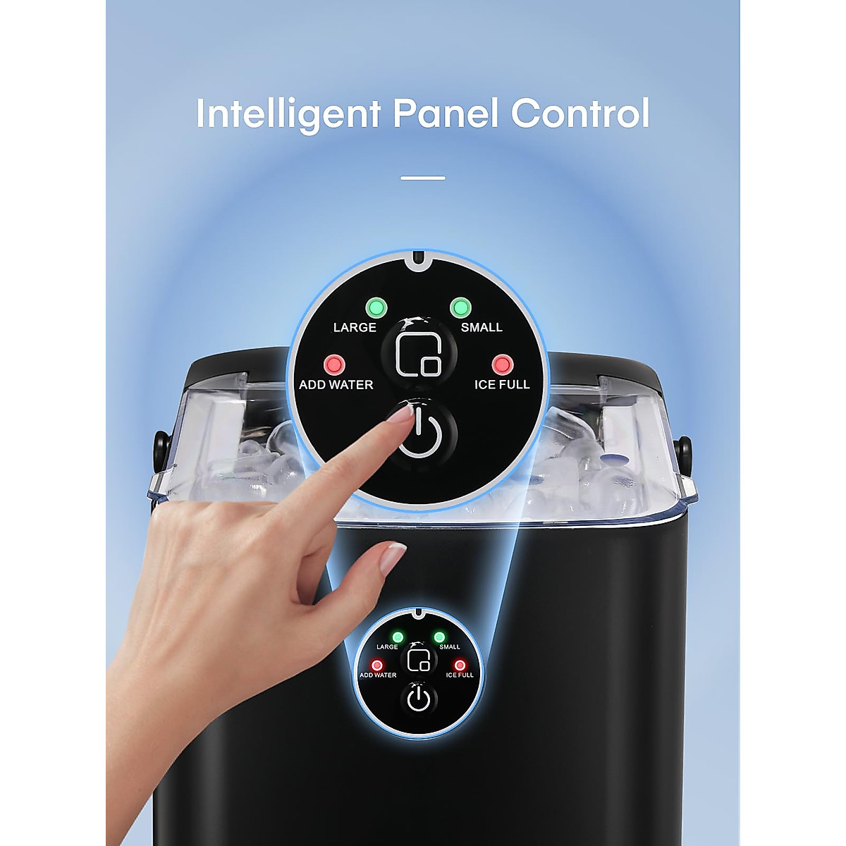 FOHERE Countertop Ice Maker with Handle, Portable Ice Machine Self-Cleaning, 28 lbs in 24Hrs, 2 Sizes of Bullet Ice, Ice Ready in 6 Mins, with Ice Scoop & Basket, for Home/Kitchen/Camping/RV