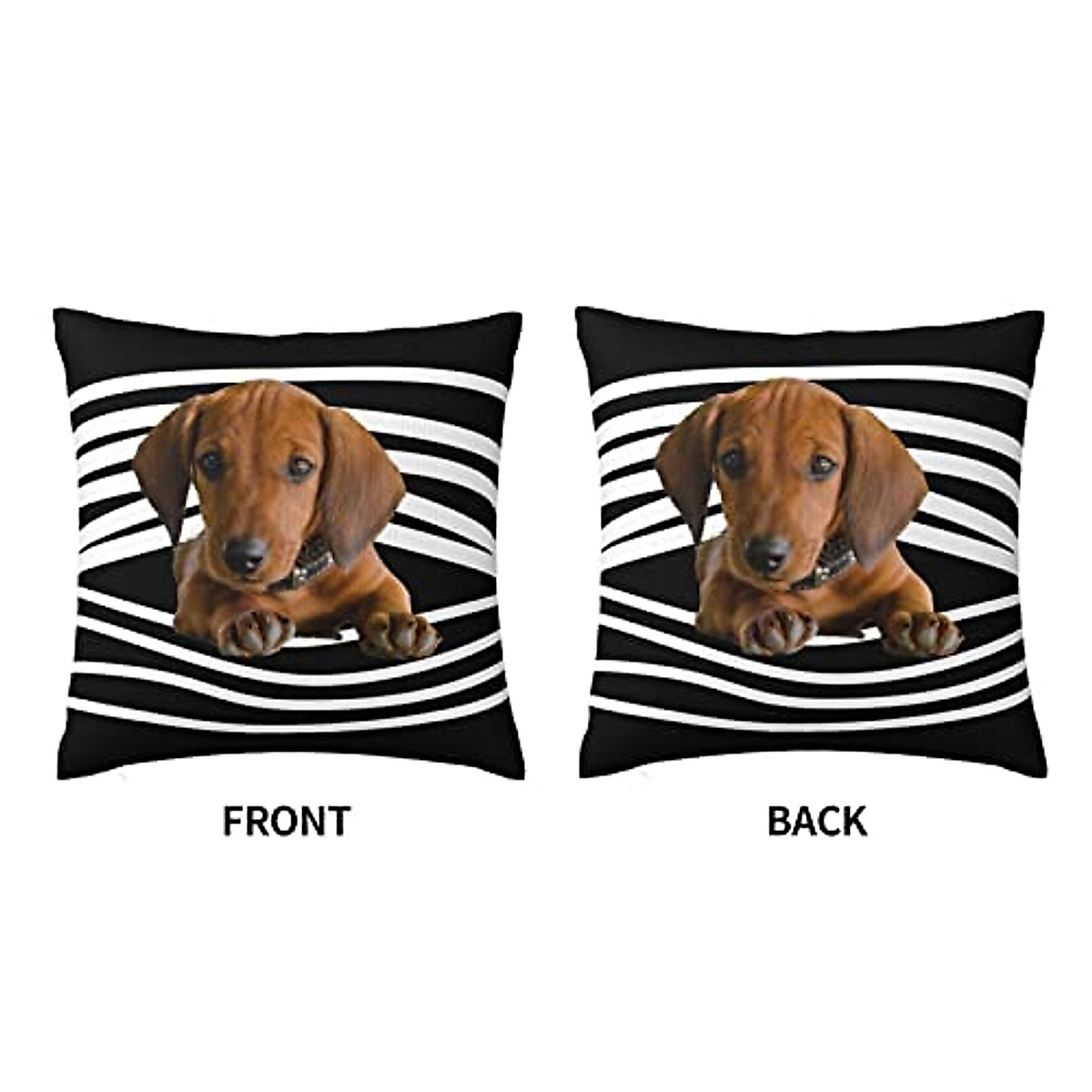 VARUN Square Throw Pillow Covers Cute Dachshund Dog Stripes Design Pillow Cases Decorative for Home Bedroom Sofa Pillowcases Standard Size 18X18 Inch