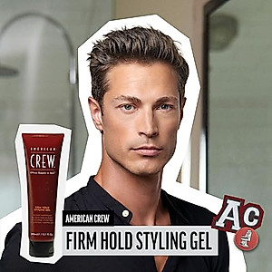 American Crew Men's Hair Gel, Firm Hold, Non-Flaking Styling Gel, 13.1 Fl Oz