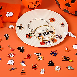 SANNIX 110Pcs Halloween Charms Gold Enamel Jewelry Making Charms for Halloween Bracelet Necklace Making and Decoration