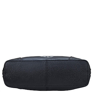 Anna by Anuschka Women's Leather Small Zip-Around Handbag, Multi Compartment Organizer, Butterfly Black