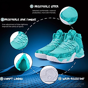 CJSPORX Men Women Basketball Shoes Breathable Non Slip Outdoor Fashion Sneakers Blue-3 Size 7