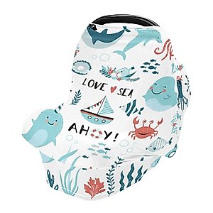 Nursing Cover Breastfeeding Scarf Whale Under The Sea- Baby Car Seat Covers, Stroller Cover, Carseat Canopy(9ut1c)