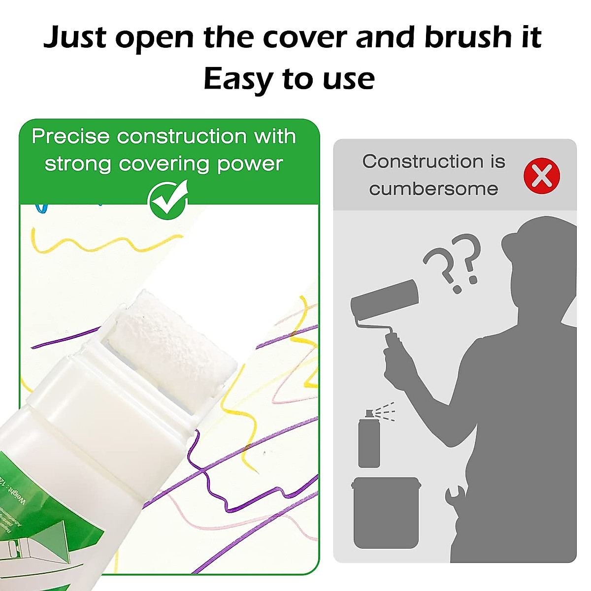 White Paint for Wall Touch up Paint for Walls Repair Tool,Paint Roller Brush for Walls Repair Tool,Suitable for Repairing The Wall with Latex Paint,Flat,Ceiling Wall,Water Based (1pcs, White)