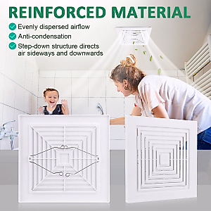 WKZO 4-Pack BP46 BP90 Bathroom Ceiling Fan Grille with Springs Replacement Parts for Square Ceiling or Wall-Mount Exhaust Fan Cover Fits Models 663, 670, 671, 675, 688, 689, Ventilation Fan