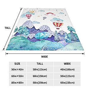 Cartoon Forest Hot Air Balloon Soft Lightweight Fleece Throw Blankets Cozy Warm Fuzzy Plush Microfiber Blanket for Sofa Couch Bed All-Season 60"X50"