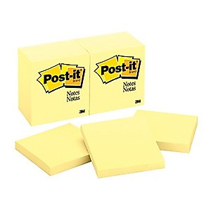 Post-it Notes, 3x3 in, 12 Pads, America’s #1 Favorite Sticky Notes, Canary Yellow (654)
