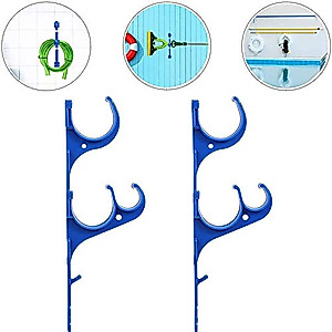 CYCTECH Pole Hangers,Plastic Holder Set,Swimming Pool Pole Hanger Pool Hanger Hook for Pool Telescoping Pole,Leaf Rakes,Net,Vacuum Hose,Brushe and Garden Tools (Blue)