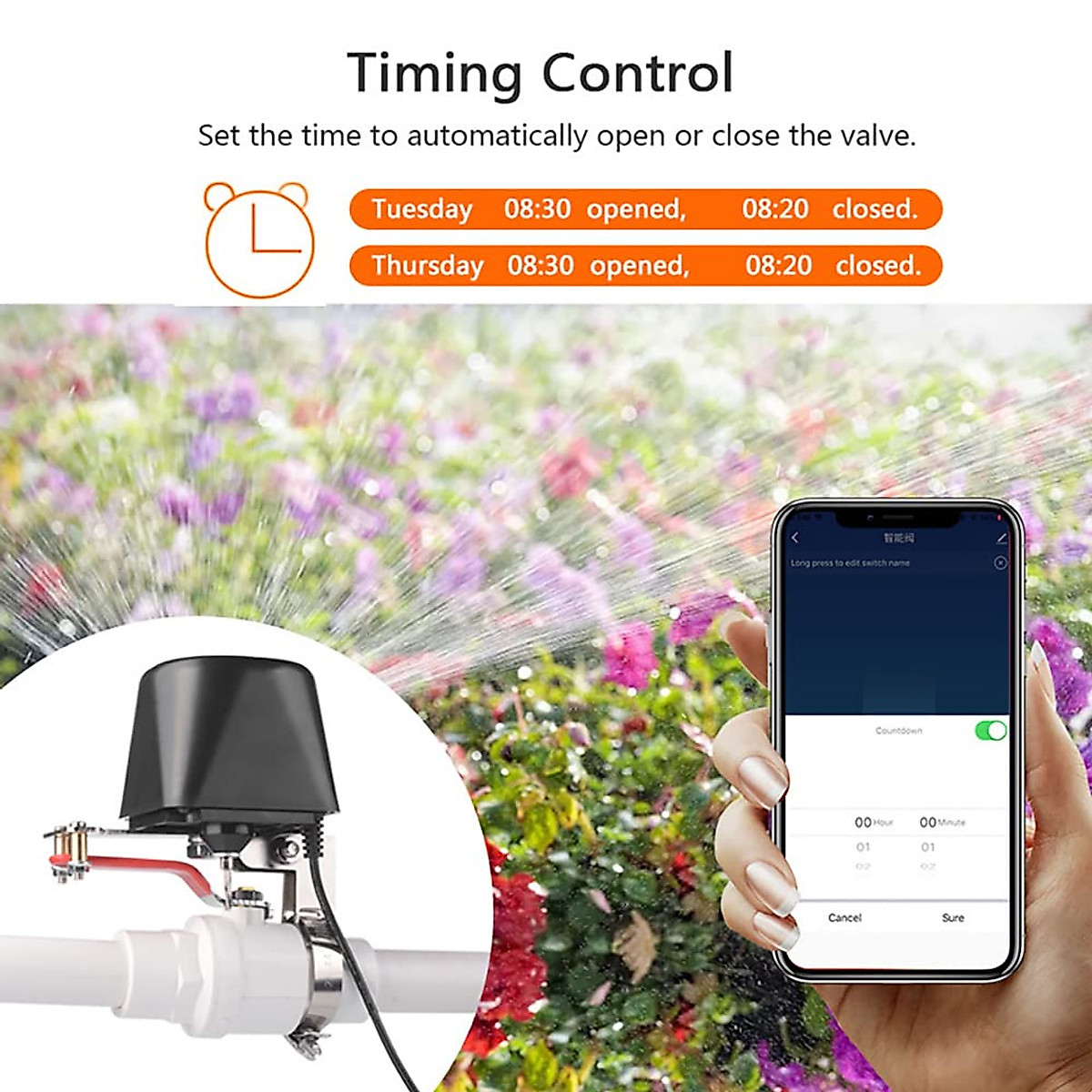 EVERSECU Tuya Smart WiFi & Bluetooth Smart Water Valve, Shutoff WiFi Control Water Valve Compatible with Alexa, Google and Application Program iOS/Android