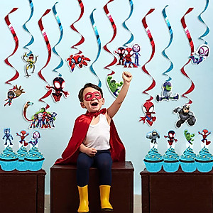 24Pcs Spidey Amazing Friends Birthday Decorations, Spidey Hanging Swirls for Spider Party Supplies