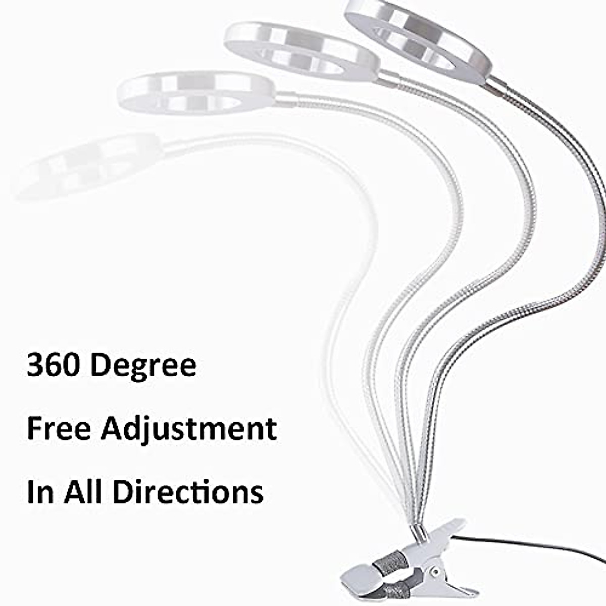 Clip On Light PARSMIC Desk Lamp Led Table Clamp for Microblading Permanent Makeup Tattoo Eye Protection USB Reading Light with Adjustable Arm 2 Light Modes Suitable for Skincare Beauty Salon Manicure