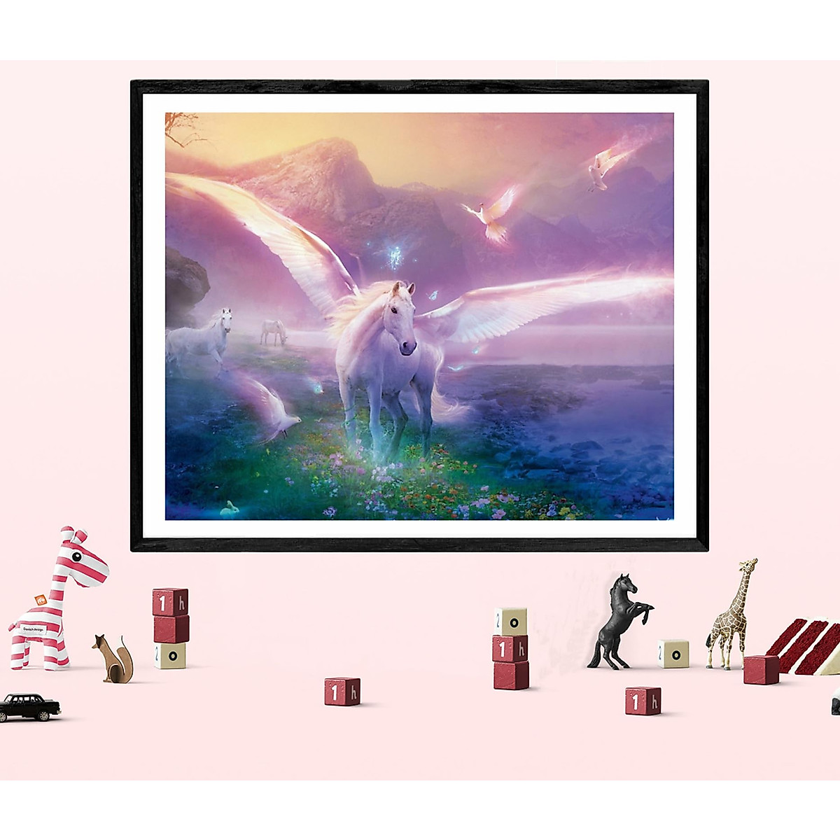 eGoodn White Horse 5D Diamond Painting Art Kit for Adults Full Drill Round 20x16 Inches / 50x40 cm, Myths and Legends Animals with Wings