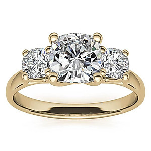 10K Solid Yellow Gold Handmade Engagement Ring 4.0 CT Cushion Cut Moissanite Diamond Solitaire Wedding/Bridal Ring for Women/Her Proposes Ring (10.5)