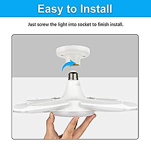 4 Pack LED Garage Lights, 60W 6000LM Deformable Garage Ceiling Light, E26 Dimmable Garage Light, 6500K LED 4-Leaf Light for Garage Workshop Warehouse Basement