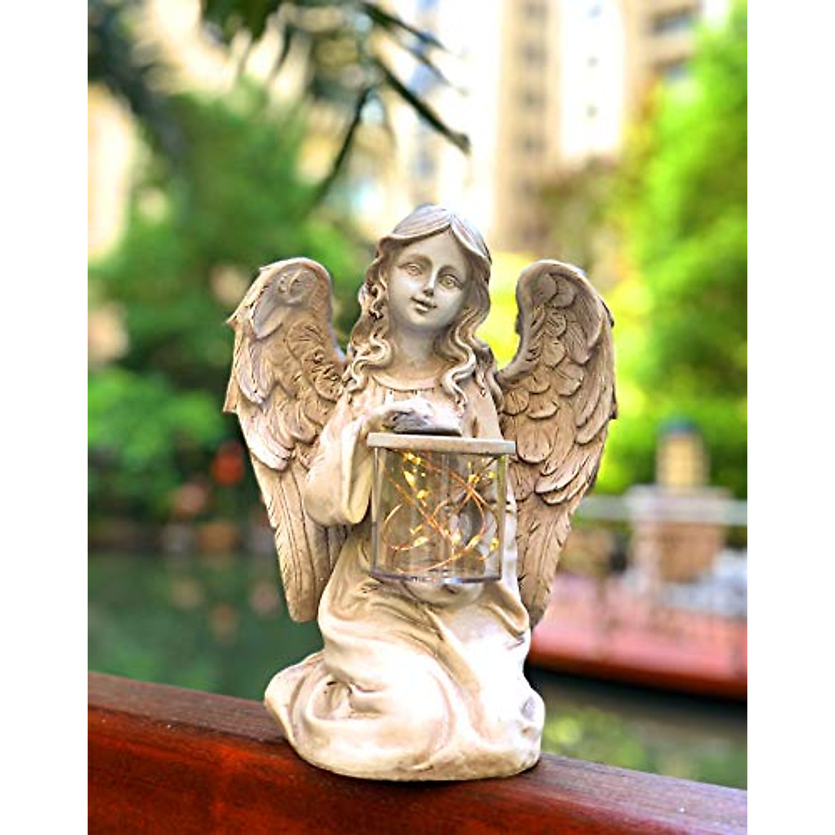 Solar Powered Fairy Angel with Wings and Solar Glowing Jar LED Garden Light Decor