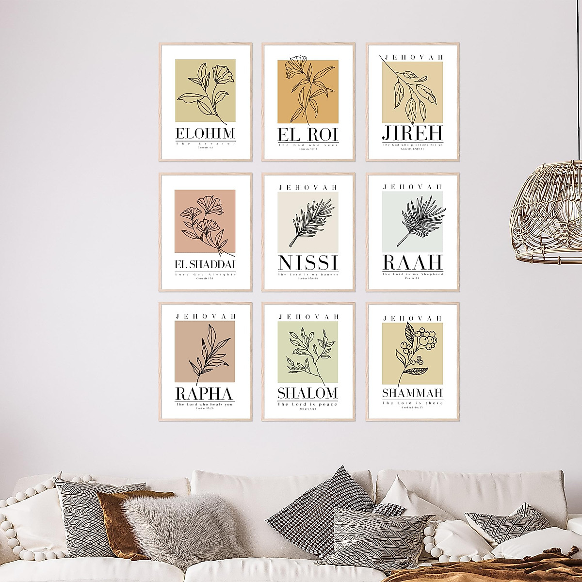 BigWig Prints Christian Wall Art - Scripture Wall Art, Christian Decorations, Jesus Artwork, Religious Home Decor, Scripture Pictures, Faith Inspired Minimalist Prints - Unframed Set of 9 (8x10”)