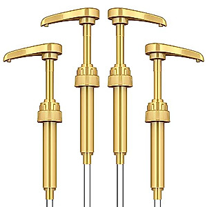 Neosoge Coffee Syrup Pump Dispenser, 4 Packs of Syrup Pump for 750ml/25.4 oz Syrup Bottle, Gold Pumps for Coffee Syrup Bottle, works with Torani, DaVinci, Jordans Skinny 750ml Syrups Bottles (Gold)