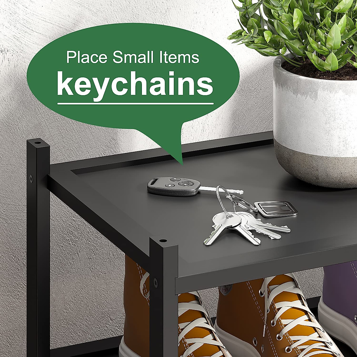 kiplant Shoe Rack for Entryway, Black Bamboo Shoe Rack 4-Tier, Stackable Shoe Organizer for Hallway Closet, Free Standing Shoe Racks for Indoor Outdoor