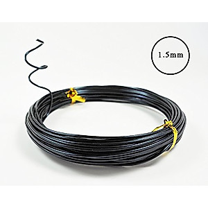 Anodized Aluminum Bonsai Training Wire 5-Size Starter Set with Canvas Bag - 1.0mm, 1.5mm, 2.0mm, 2.5mm, 3.0mm (147 feet total) - Choose Your Color (5 Sizes, Black)
