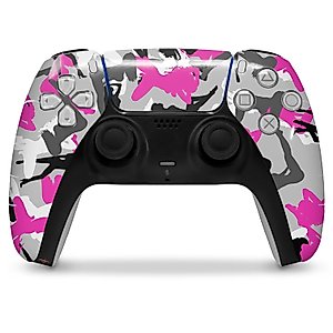 WraptorSkinz Skin Wrap compatible with Sony PS5 DualSense Controller Sexy Girl Silhouette Camo Hot Pink Fuschia (CONTROLLER NOT INCLUDED)