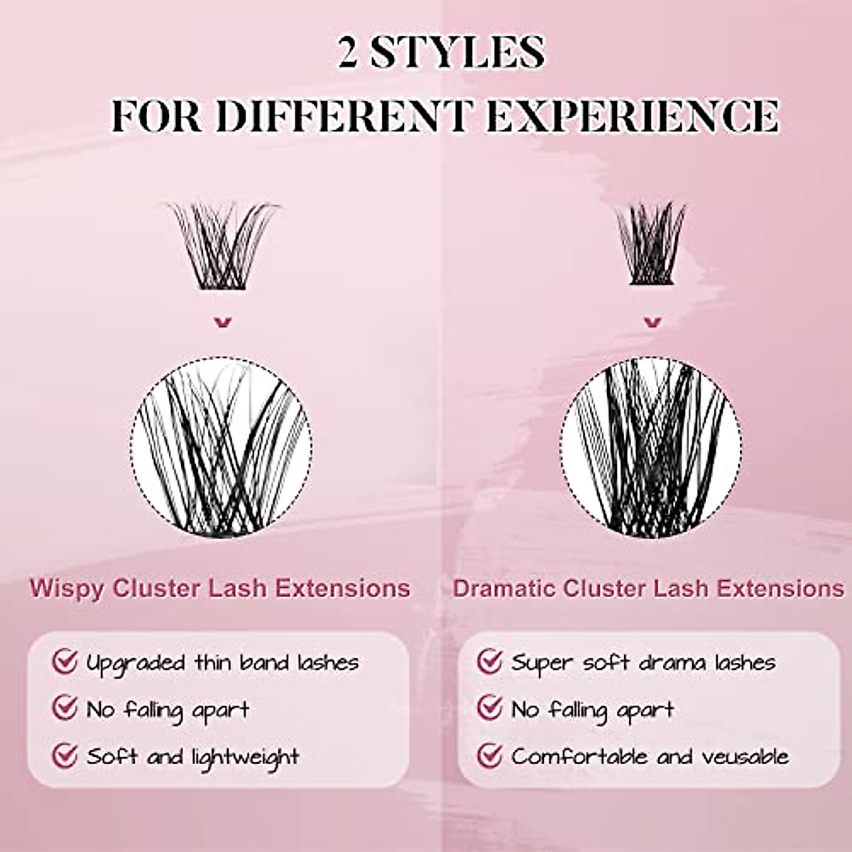 MilyBest DIY Eyelash Extension Kit with 144 Pcs Lash Clusters Bond and Seal Eyelash Glue Remover Eyelash Tweezers Applicator Beginner Set 10-16mm Thin Band Cluster Lashes Kit (Kit-2 Styles, M02)