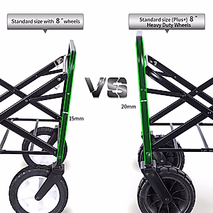 WHITSUNDAY Collapsible Folding Garden Outdoor Park Utility Wagon Picnic Camping Cart with Bearing and Brake 8" All Terrain Wheels with Rear Storage (Summer)