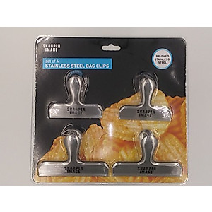 Sharper Image Set of 4 Brushed Stainless Steel Bag Clips