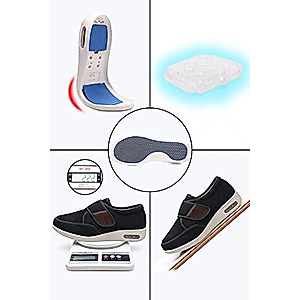 ZUMEIJIA Men's Diabetic Elderly Shoes Large Size Plus Fertilizer Widening Shoes Adjustable Foot Swelling Shoes Non-Slip Double Insole Air Cushion Bottom Walking Shoes Black 11