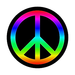 Fuzewear Peace Sign Rainbow Black PopSockets Stand for Smartphones and Tablets
